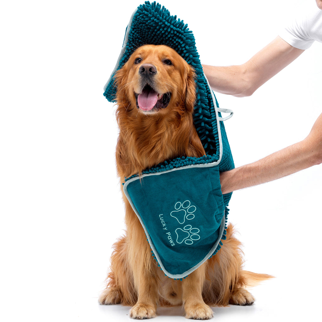 Noodle Dog Towel Teal - Lucky Paws